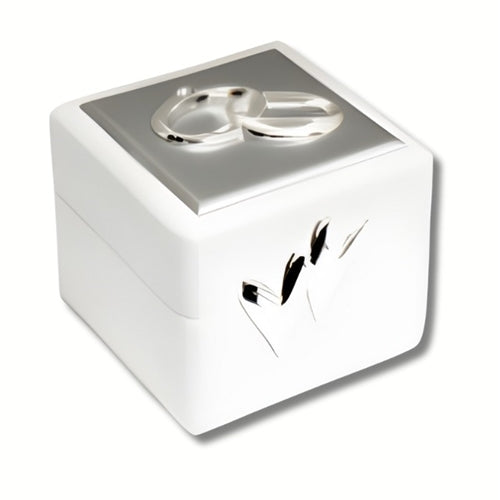 Wedding Ring Box 2 slot White and Silver – Key Location