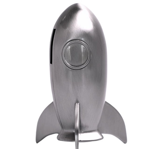 Rocket Ship Money Box Pewter Finish – Key Location